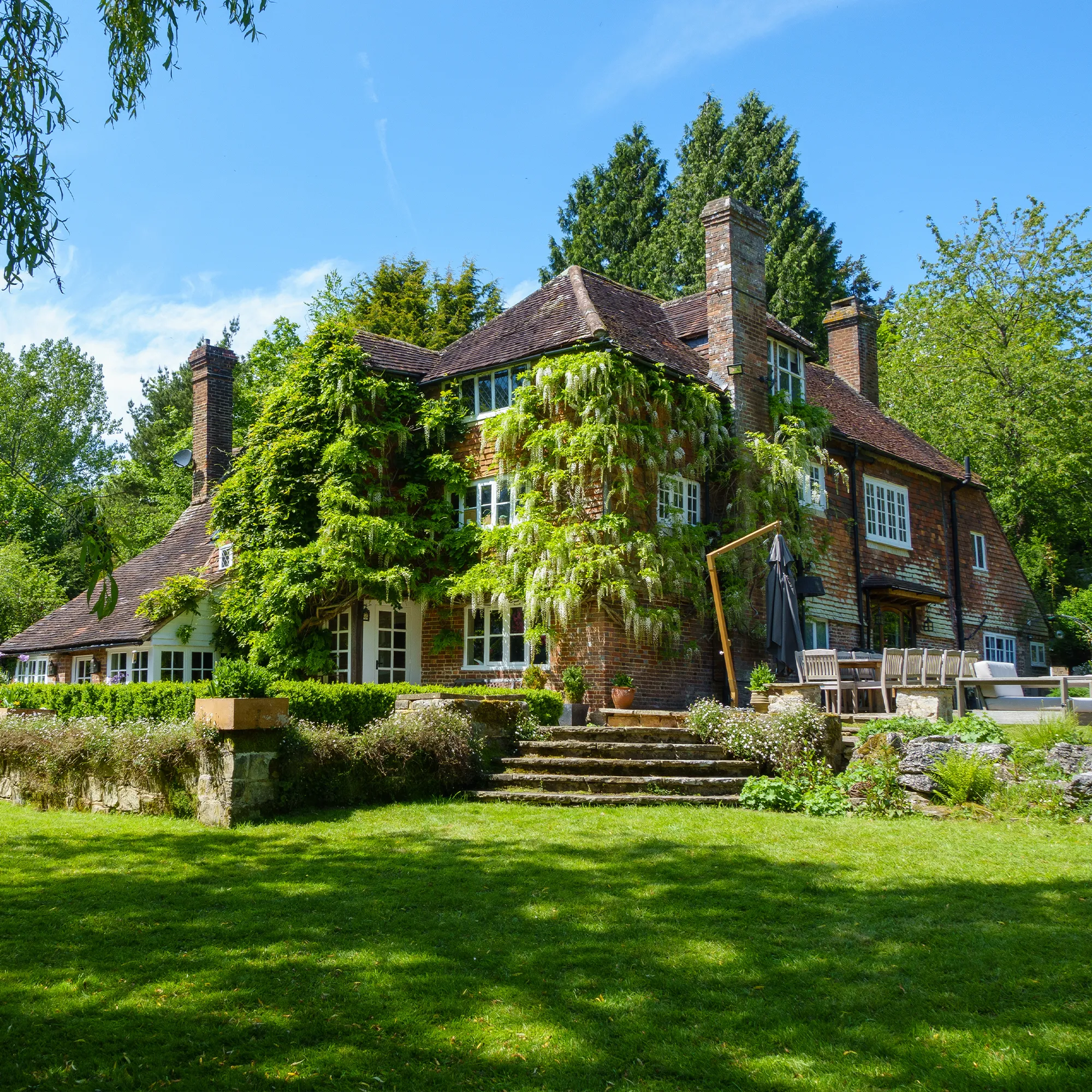 Cotchford Farm exterior showing luxury and serenity